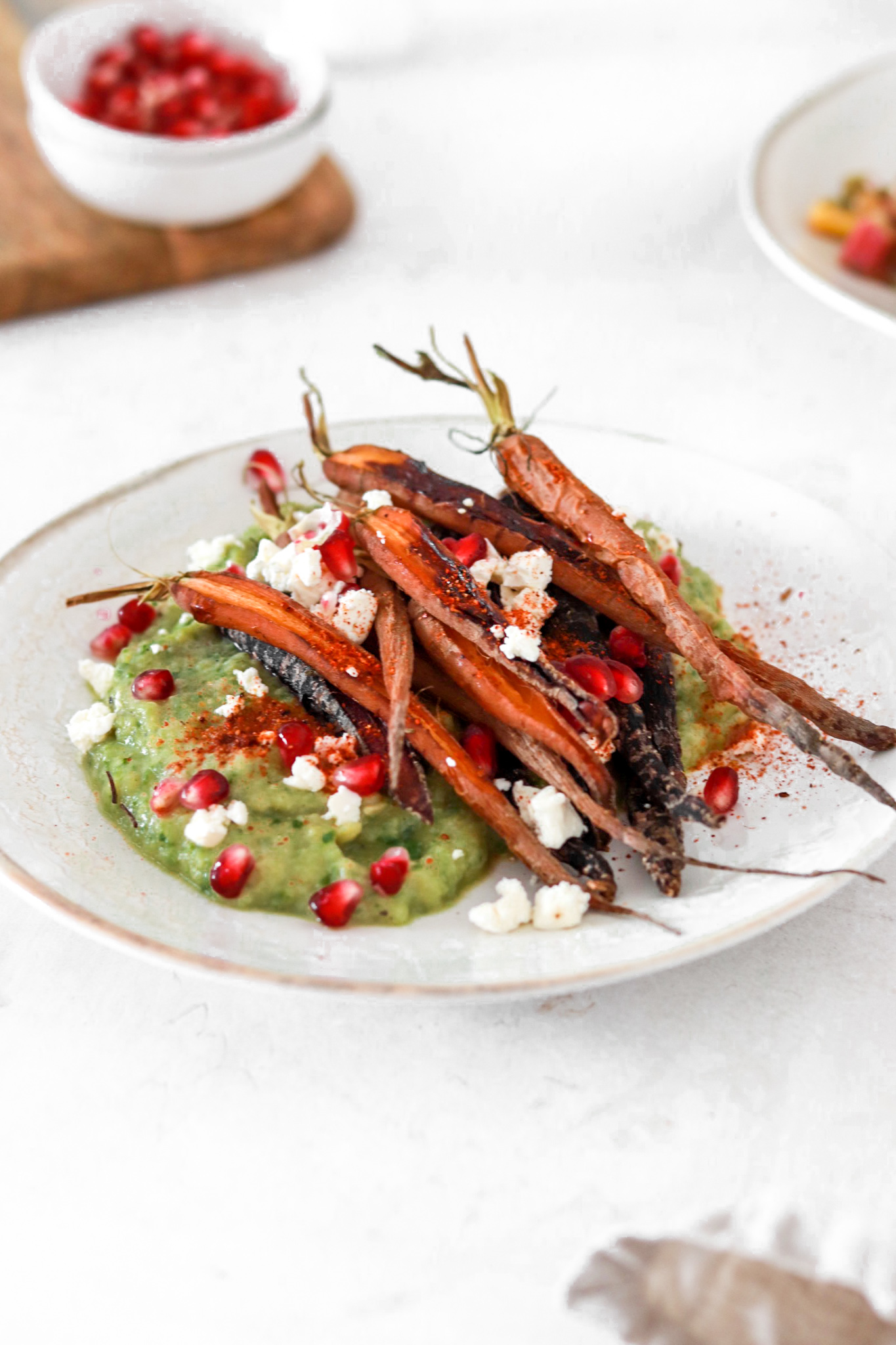 Honey Roasted Carrots with Mint & Cauliflower Purée (Vegetarian, Gluten ...